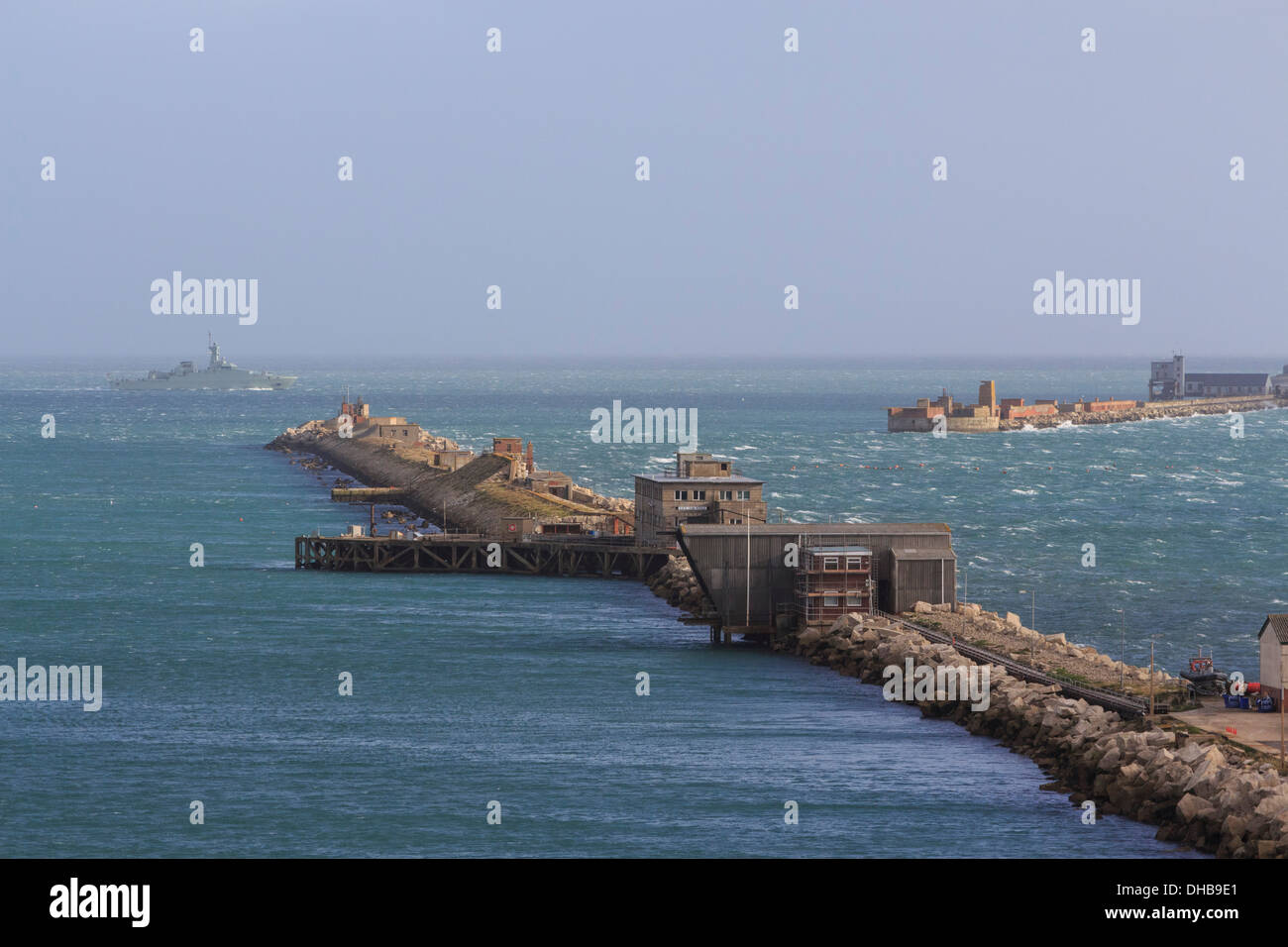 portland harbour breakwater dorset england Stock Photo - Alamy