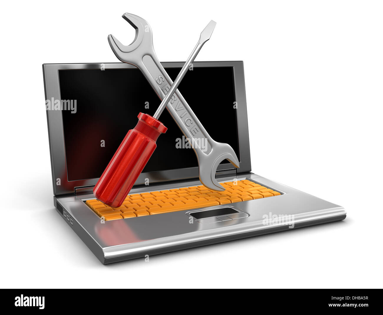 Laptop and tools (clipping path included Stock Photo - Alamy