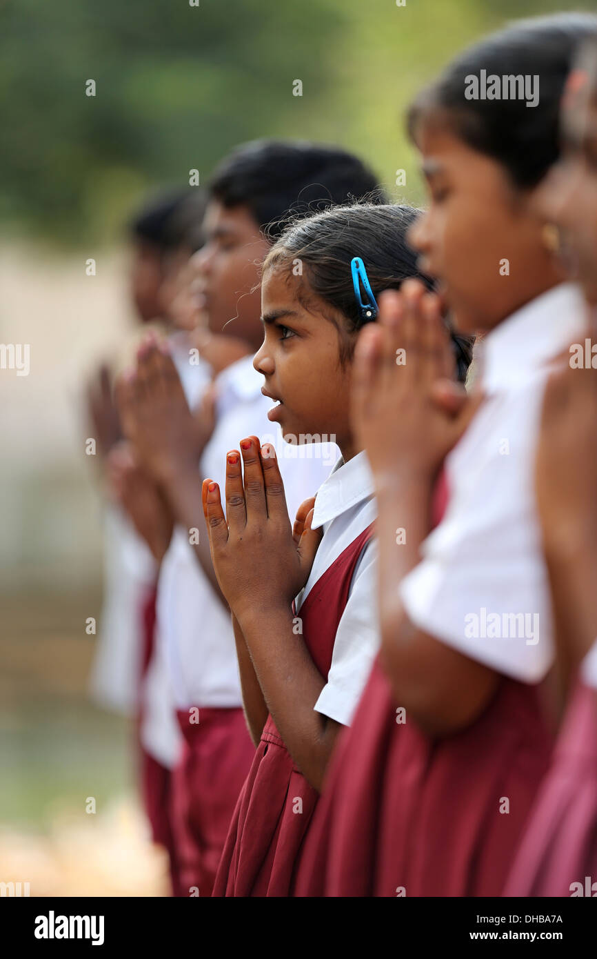 Indian school children chanting Andhra Pradesh South India Stock Photo ...