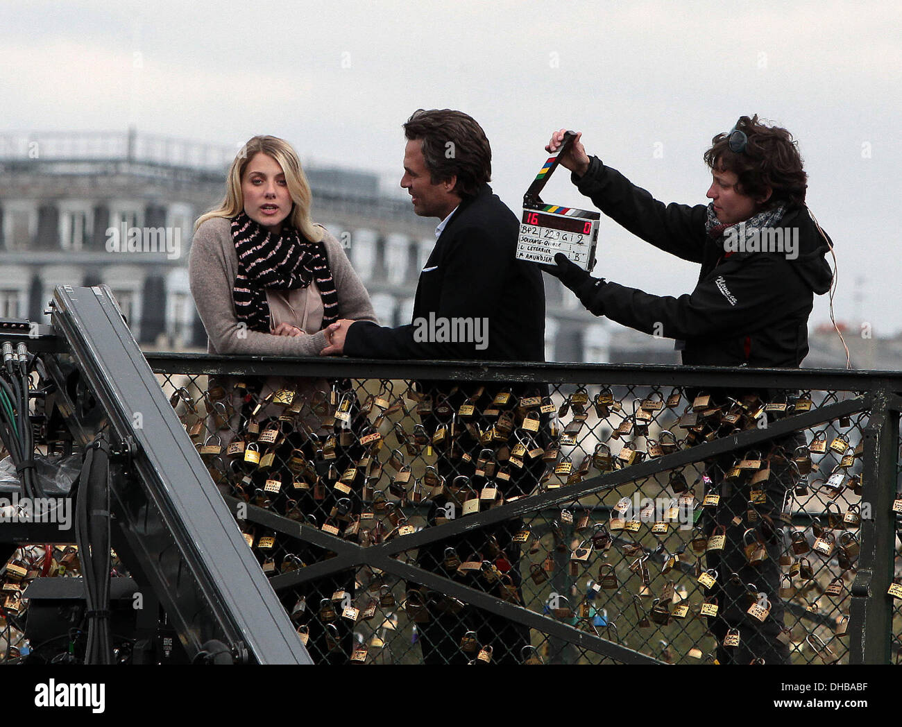 Melanie Laurent and Mark Ruffalo on film set of 'w You See Me' at Pont ...
