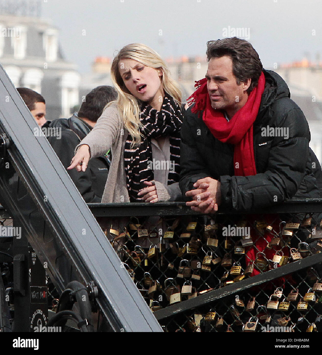 Melanie Laurent and Mark Ruffalo on film set of 'w You See Me' at Pont ...