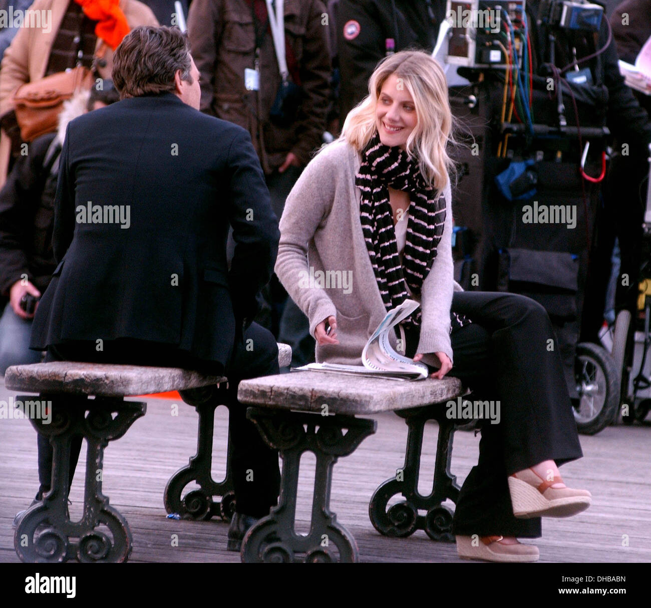 Melanie Laurent and Mark Ruffalo on film set of 'w You See Me' at Pont ...