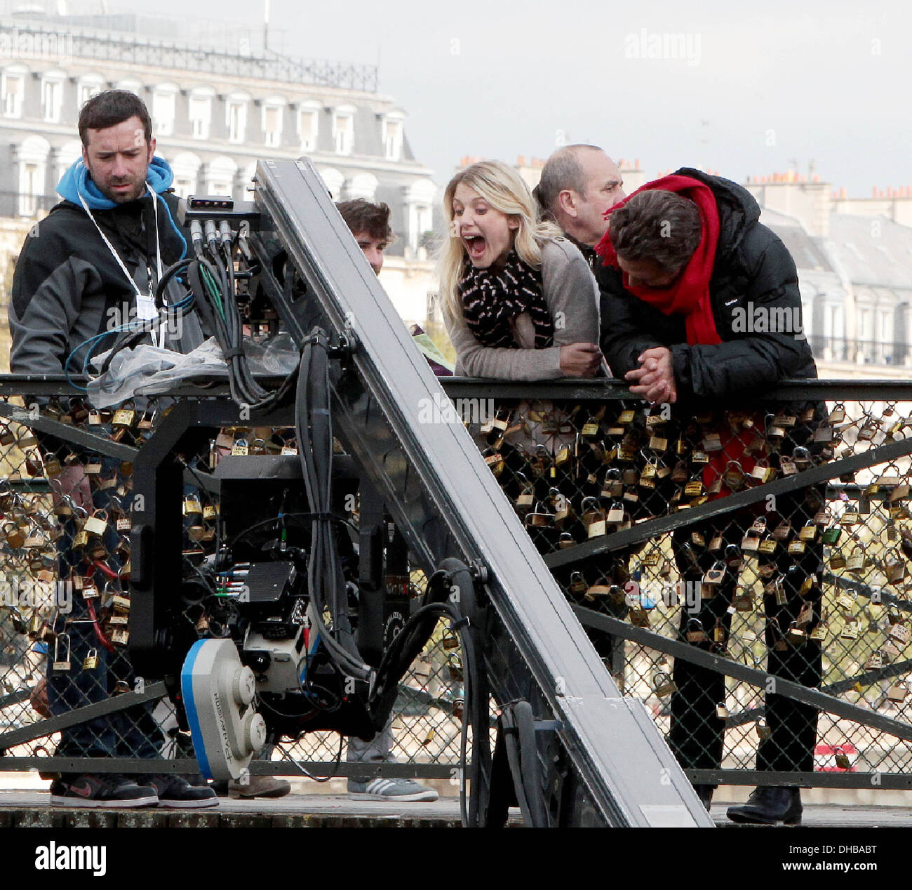 Melanie Laurent and Mark Ruffalo on film set of 'w You See Me' at Pont ...