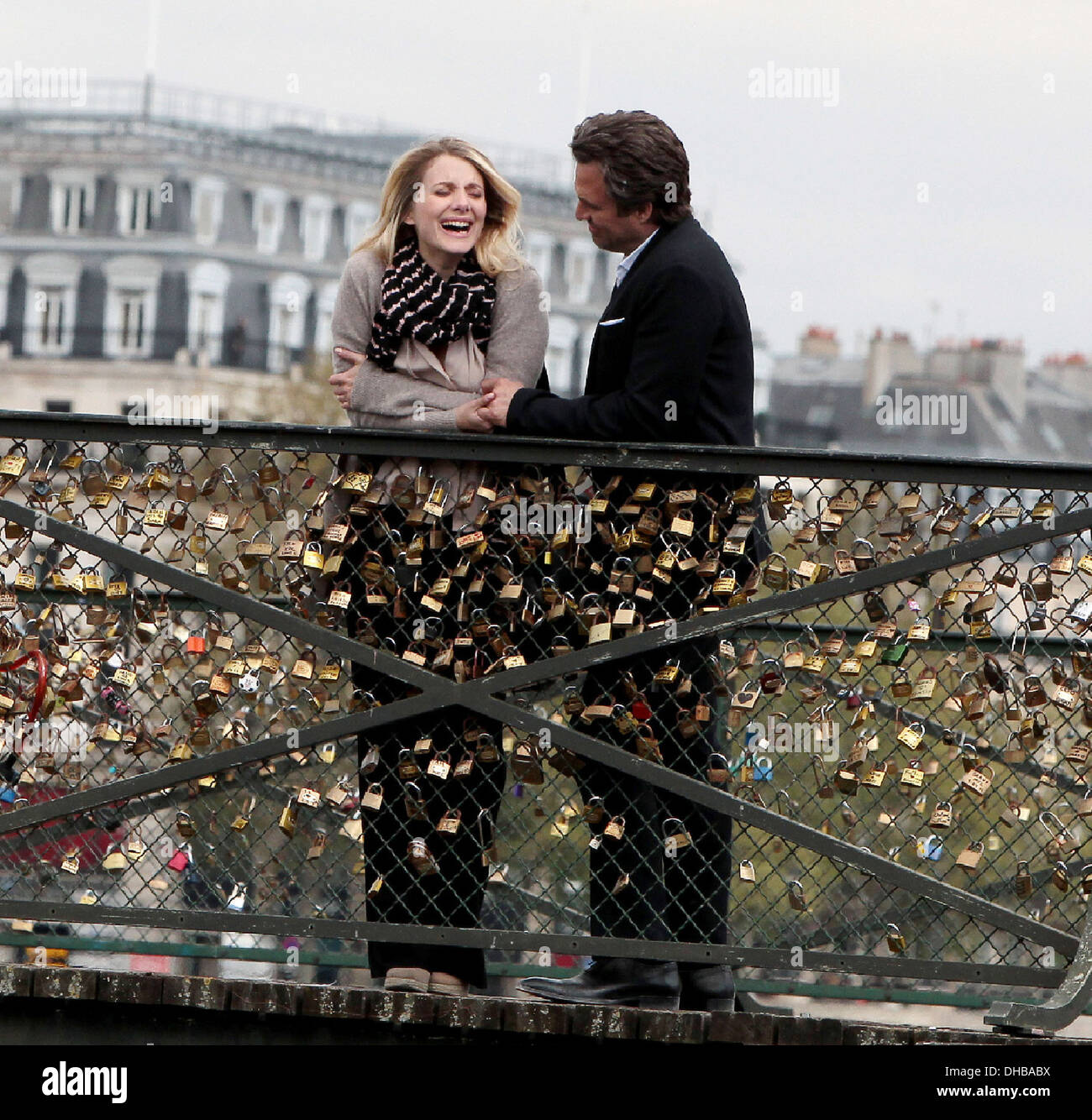 Melanie Laurent and Mark Ruffalo on film set of 'w You See Me' at Pont ...