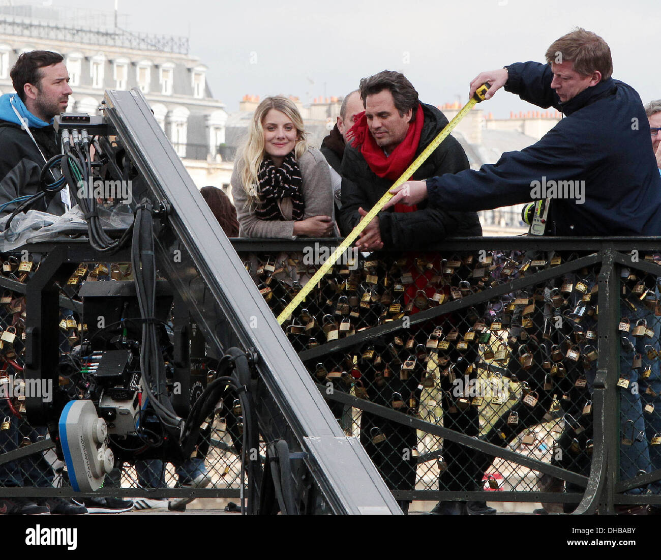 Melanie Laurent and Mark Ruffalo on film set of 'w You See Me' at Pont ...
