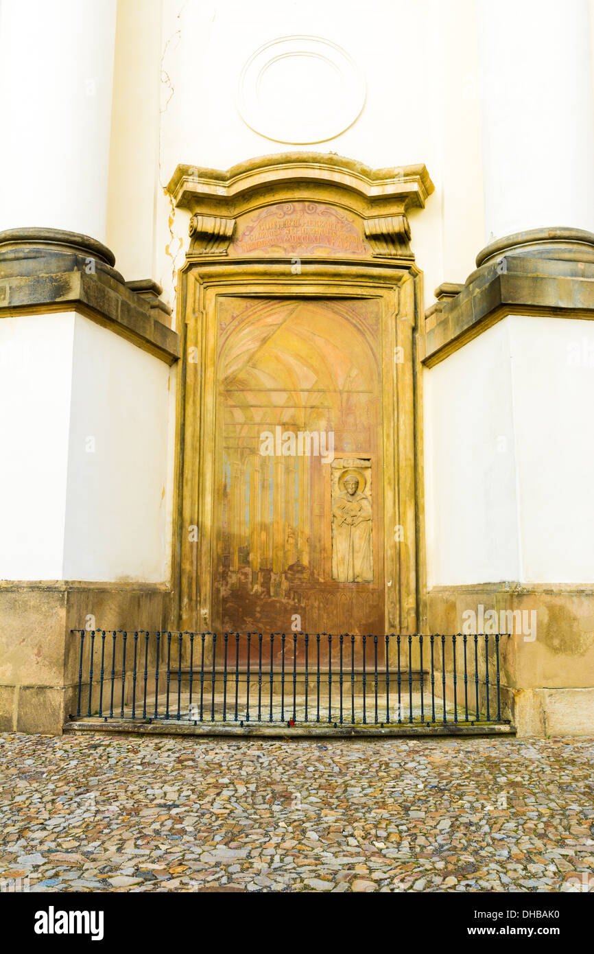 copy of the early gothic stone tomb of hermit and diplomat Vintir ...