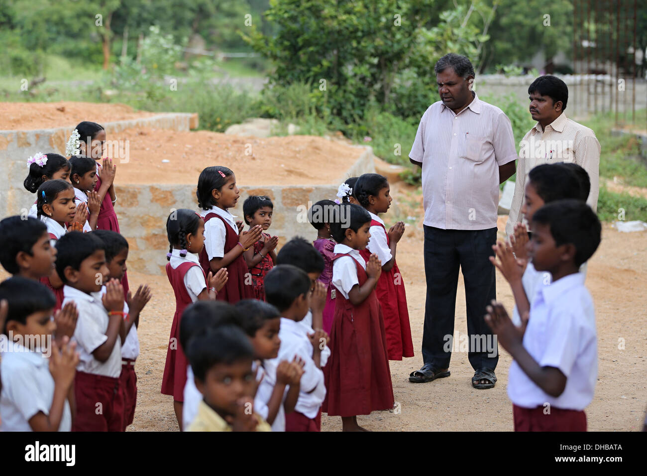 Indian school children chanting Andhra Pradesh South India Stock Photo ...