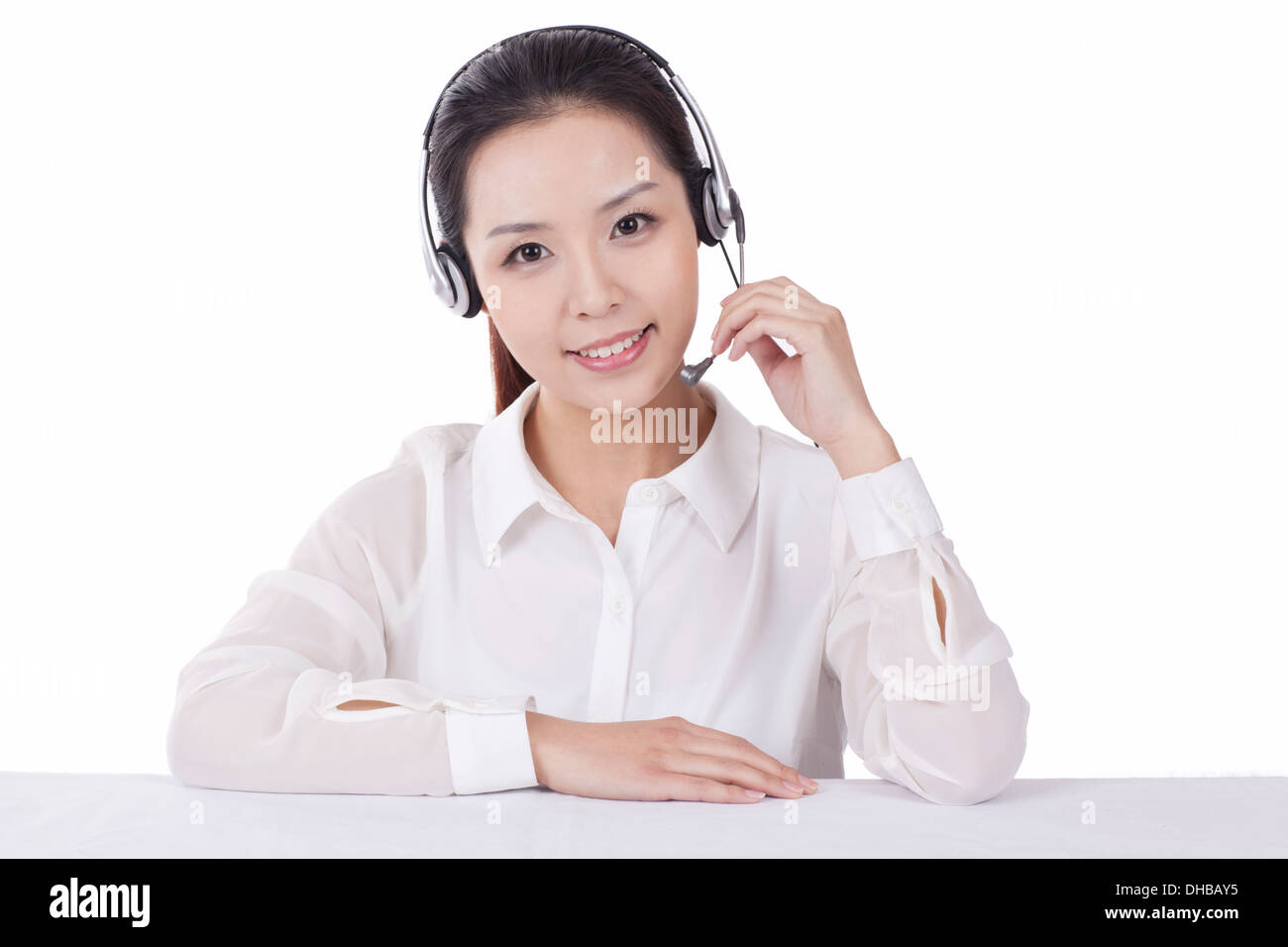 Business woman wearing headset,portrait Stock Photo - Alamy