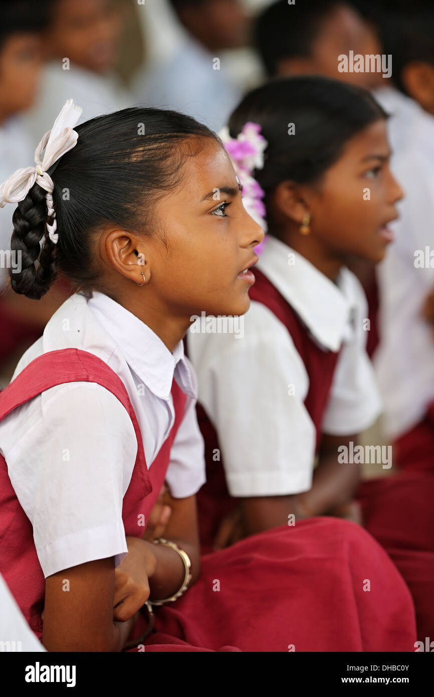 Indian school children chanting Andhra Pradesh South India Stock Photo ...