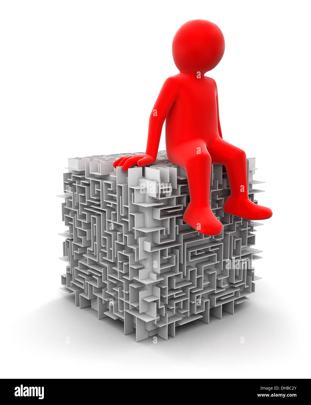 cube maze and man (clipping path included Stock Photo - Alamy