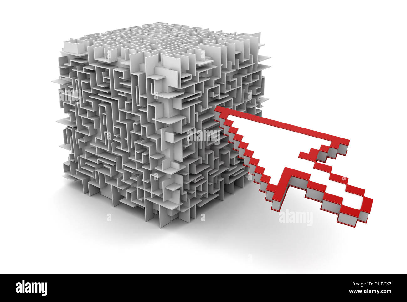 cube maze and Cursor (clipping path included Stock Photo - Alamy