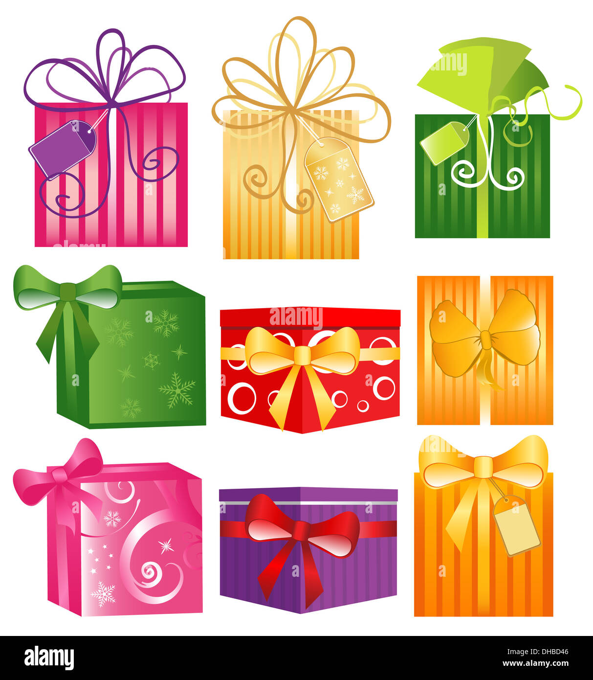 Colorful Xmas Gift Boxes Clip-art - Raster version Stock Photo - Alamy
