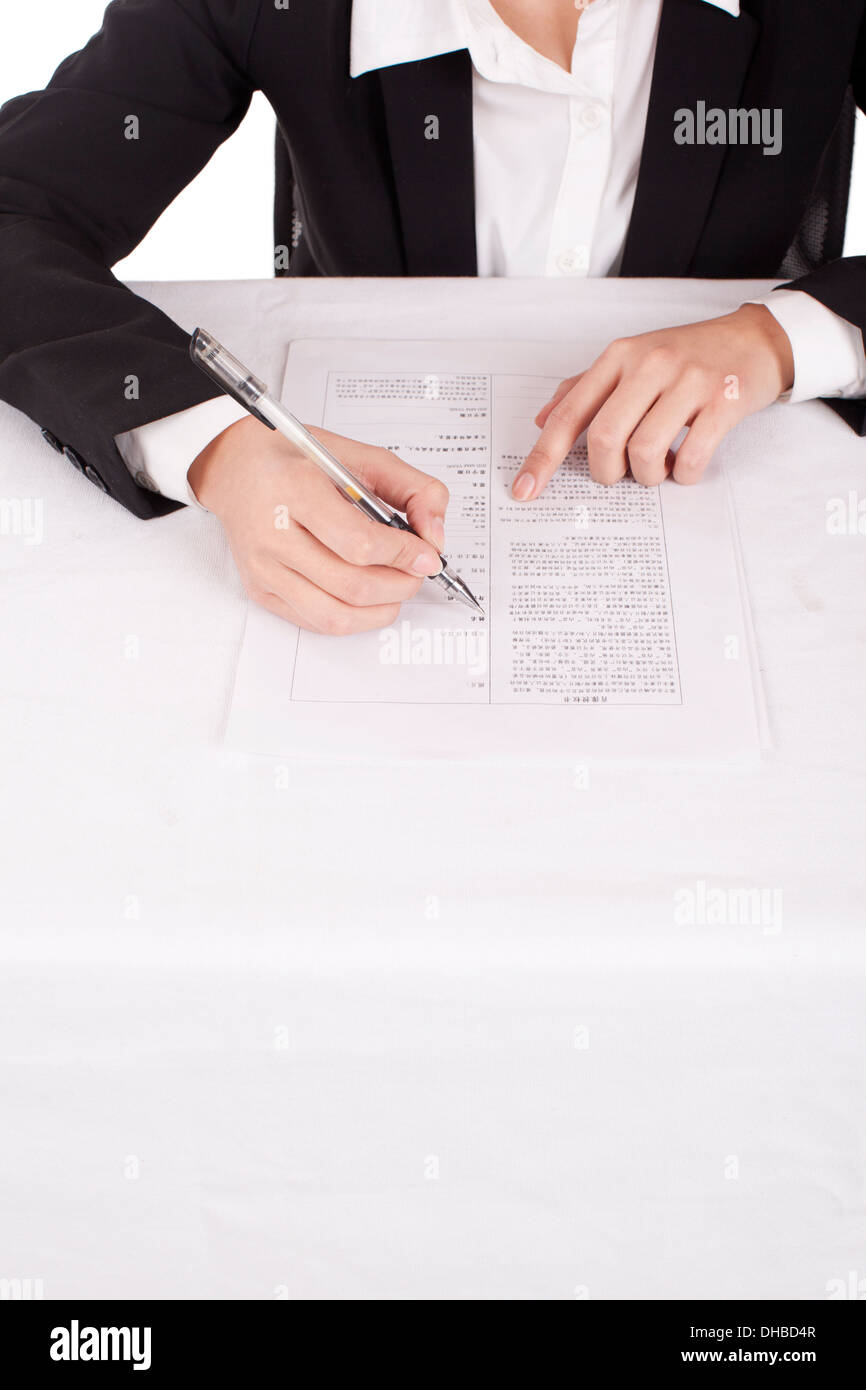 Businesswoman signing documents,close-up of hands Stock Photo - Alamy