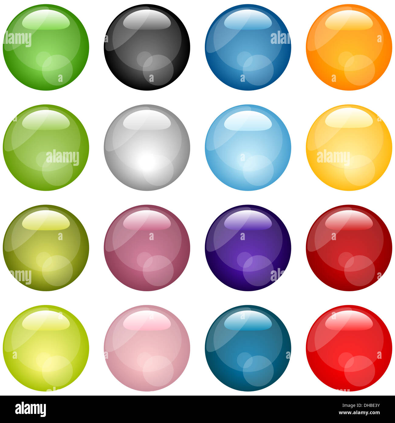 Beautiful Glassy Icons Set Isolated on White Stock Photo - Alamy