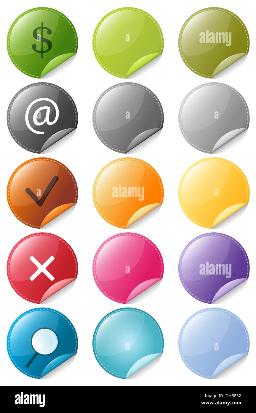 Beautiful Glassy Icons Set Isolated on White Stock Photo - Alamy