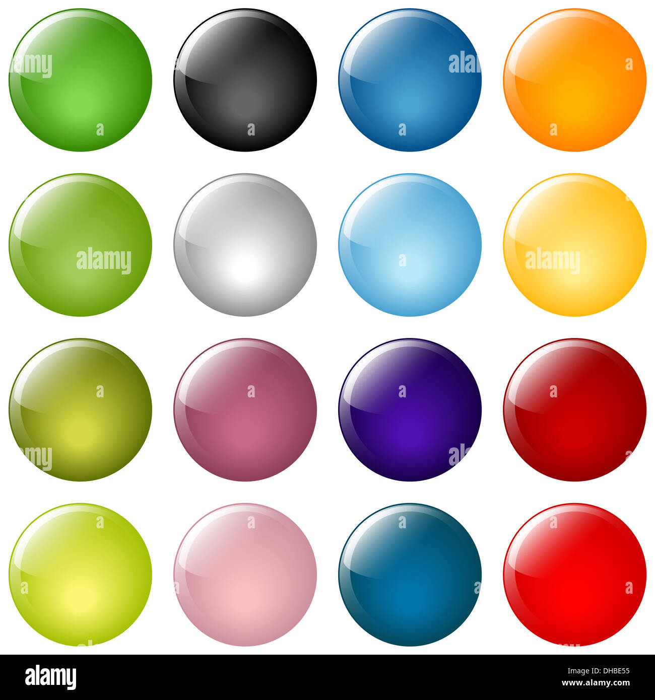 Beautiful Glassy Icons Set Isolated on White Stock Photo - Alamy