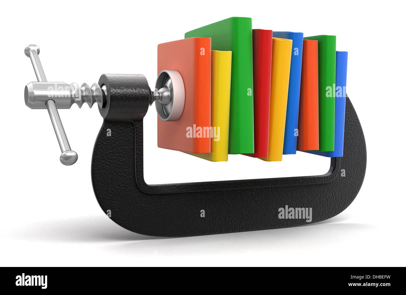 Books in clamp (clipping path included Stock Photo - Alamy