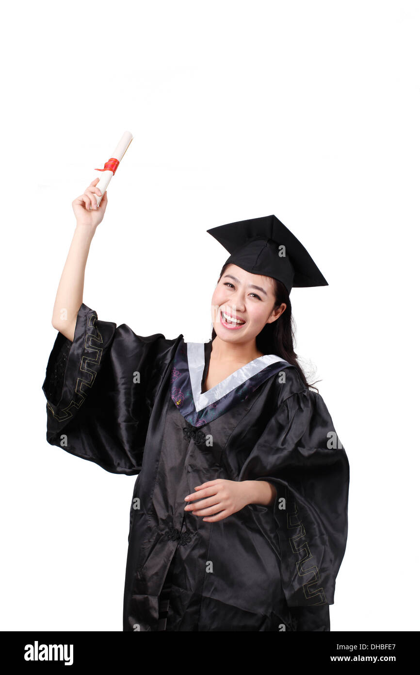 Young girl student holding a diploma Stock Photo - Alamy