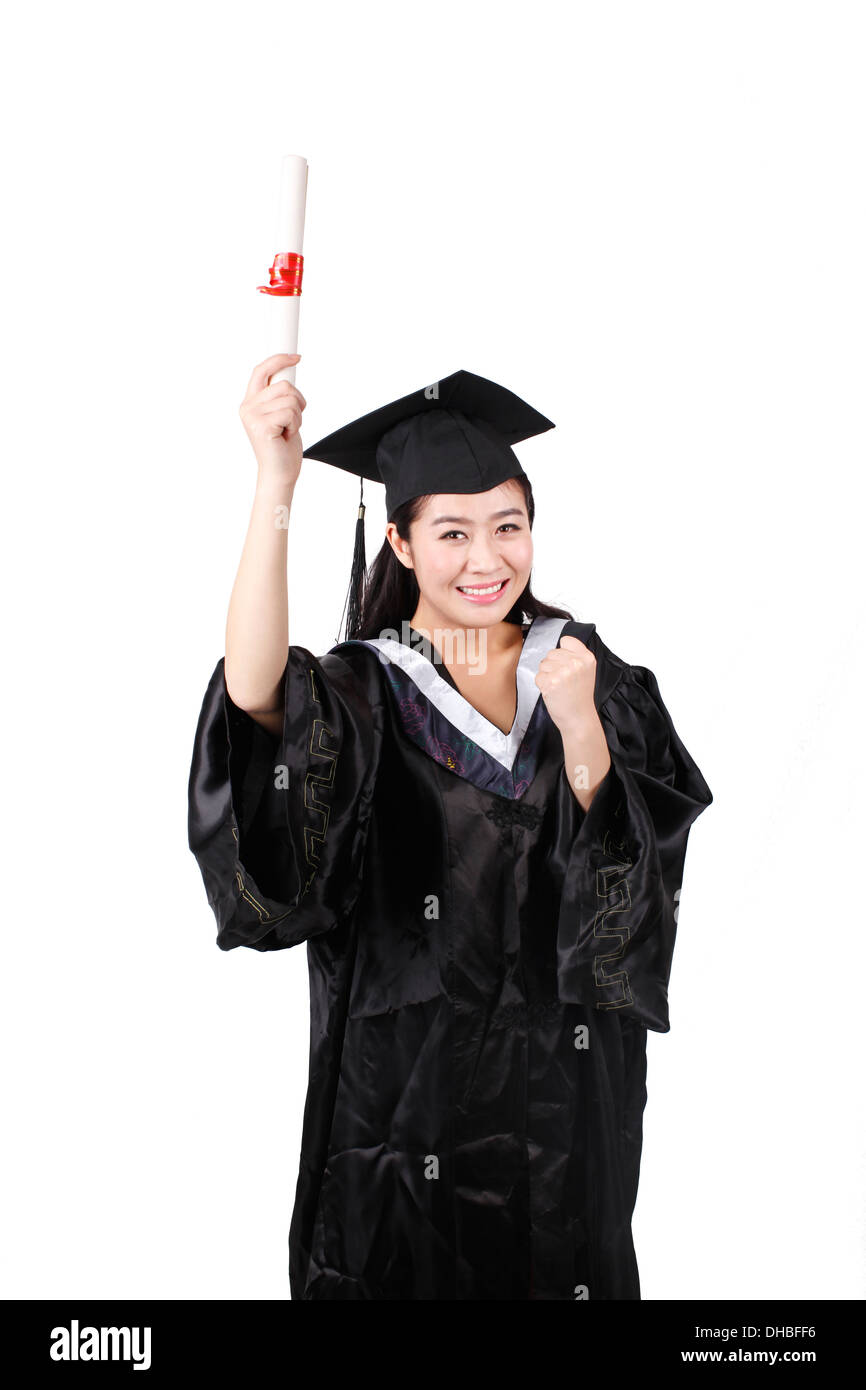 Young girl student holding a diploma Stock Photo - Alamy