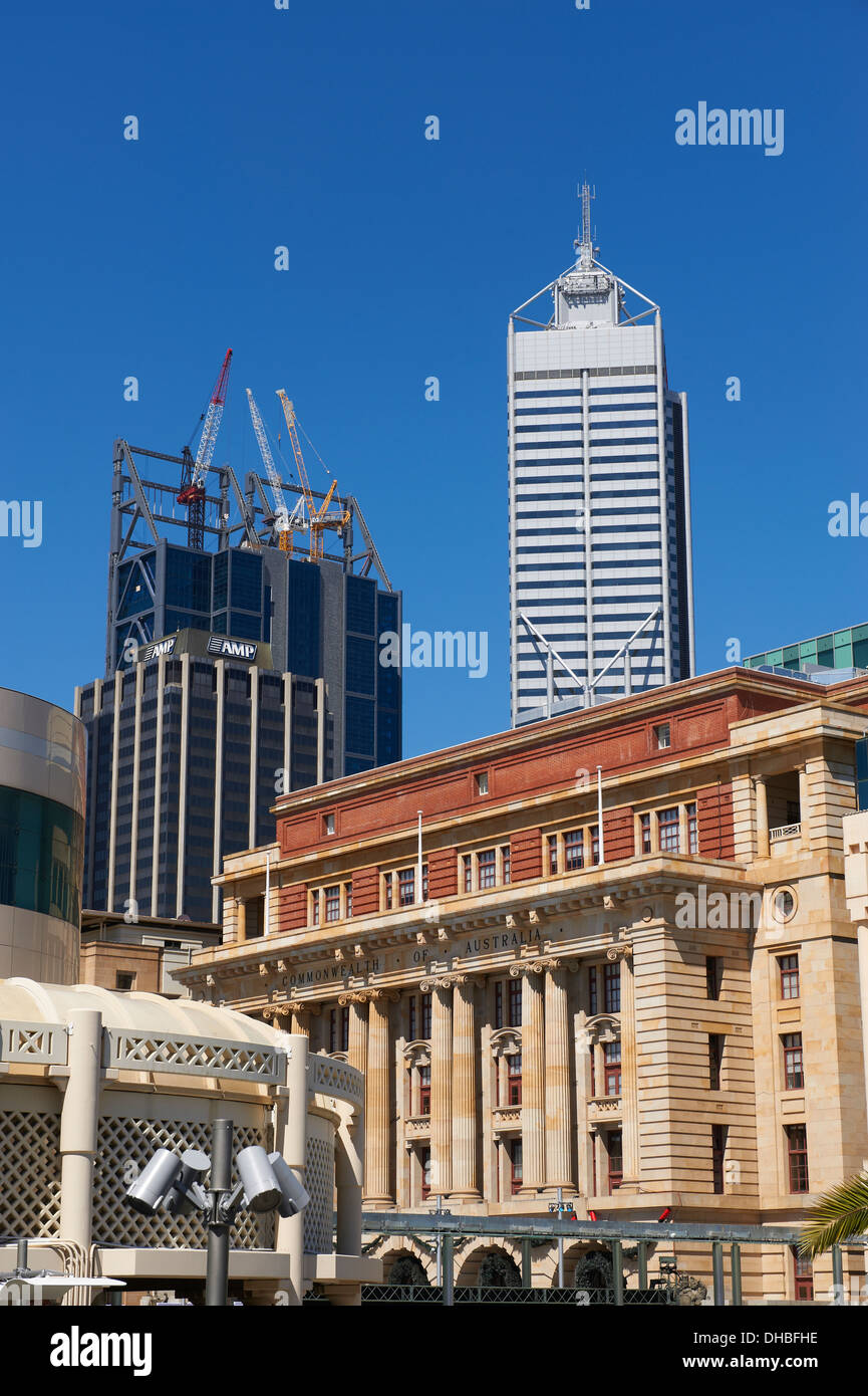 Skyscrapers of the Perth Skyline in Western Australia with older ...