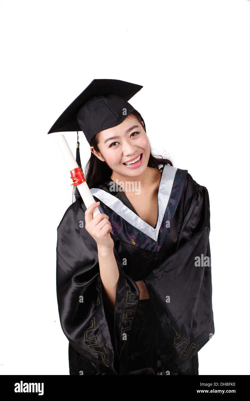 Young girl student holding a diploma Stock Photo - Alamy