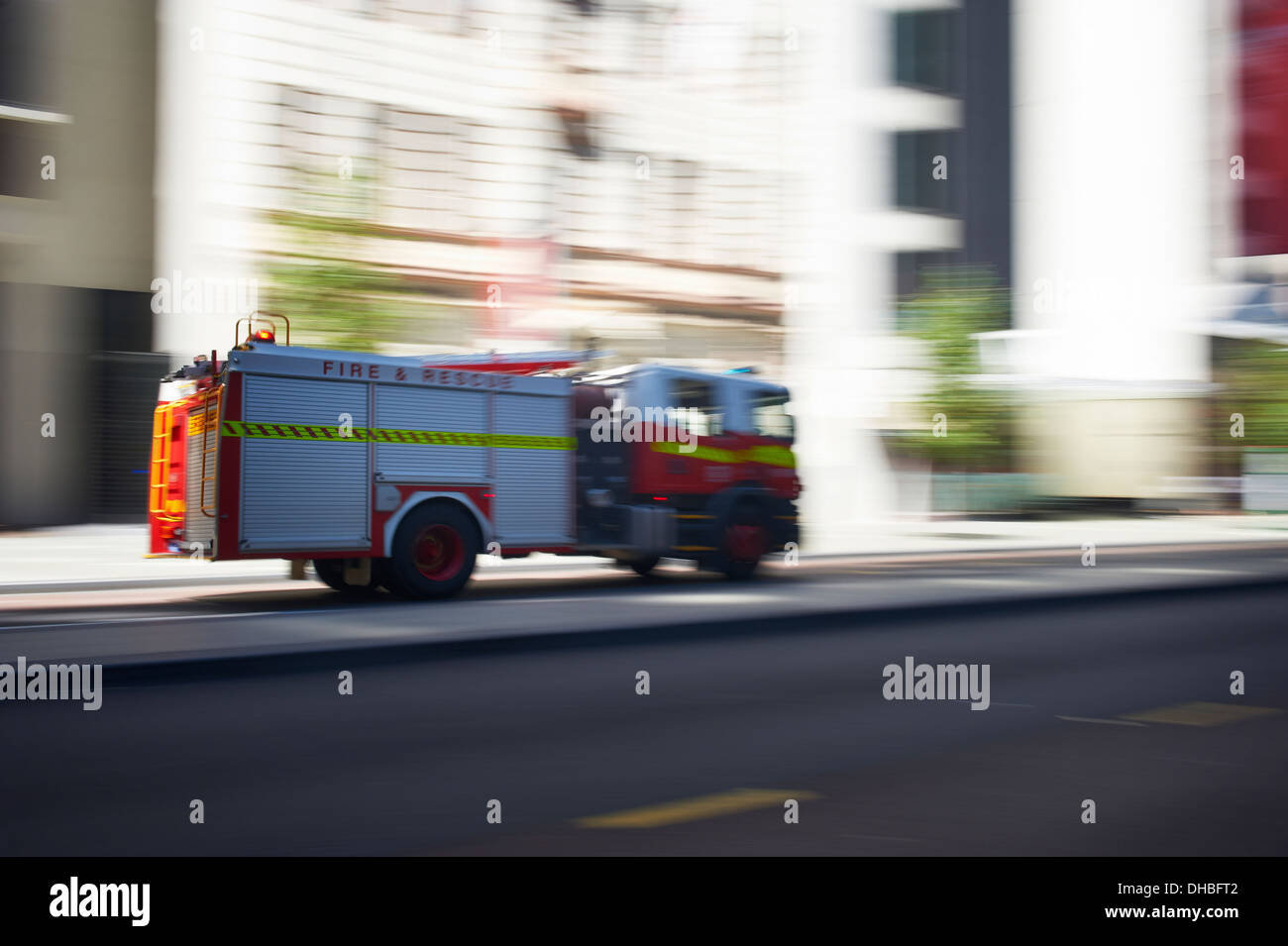 Fire engine on its way to an emergency in Perth Western Australia ...