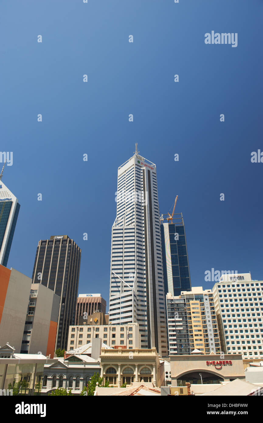 Skyscrapers of the Perth Skyline in Western Australia with older ...