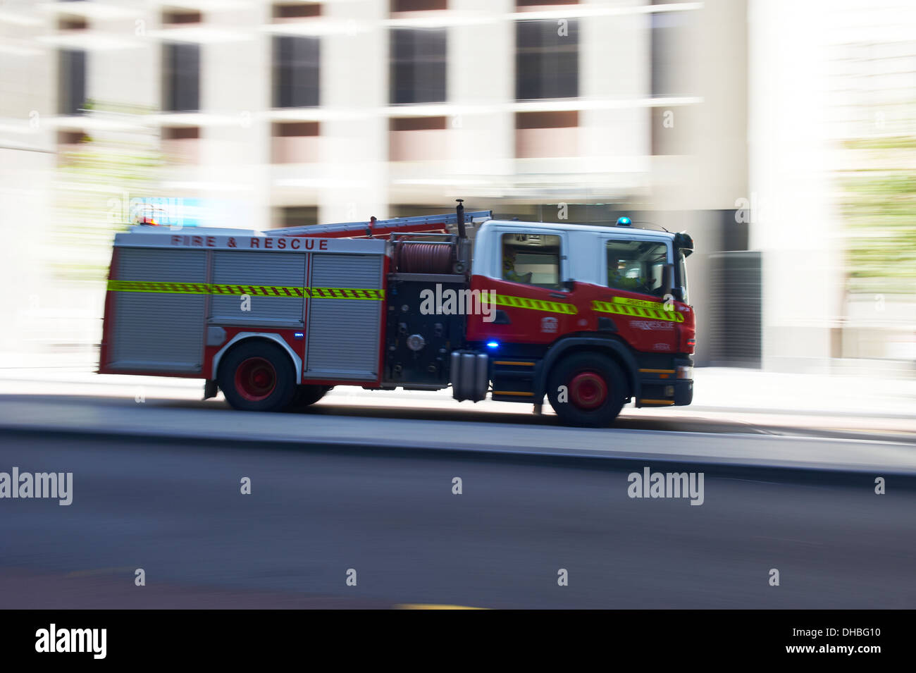 Fire engine on its way to an emergency in Perth Western Australia ...