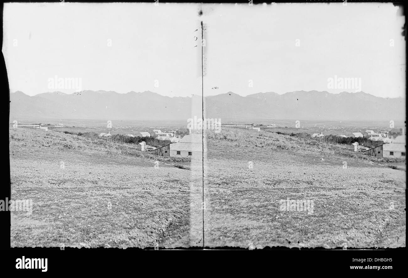 A bird's-eye view of Salt Lake City, Utah, shows the city’s layout and ...