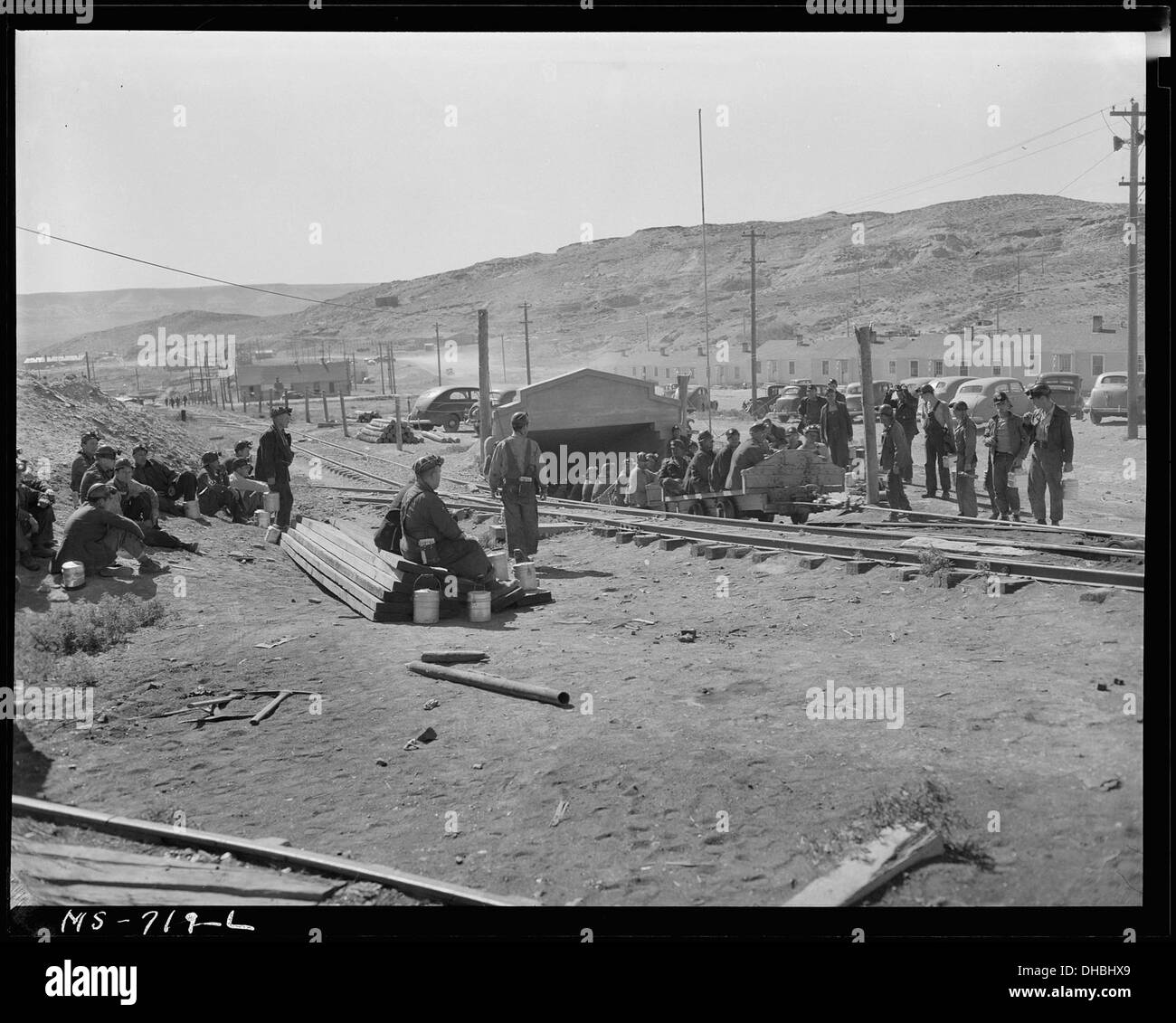 This photo shows miners changing shifts, with the morning shift being ...