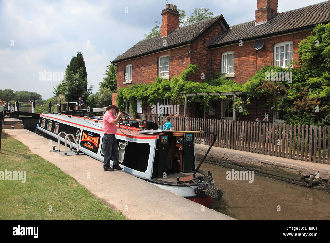 A narrowboat in Shardlow Lock on the Trent and Mersey Canal in the ...