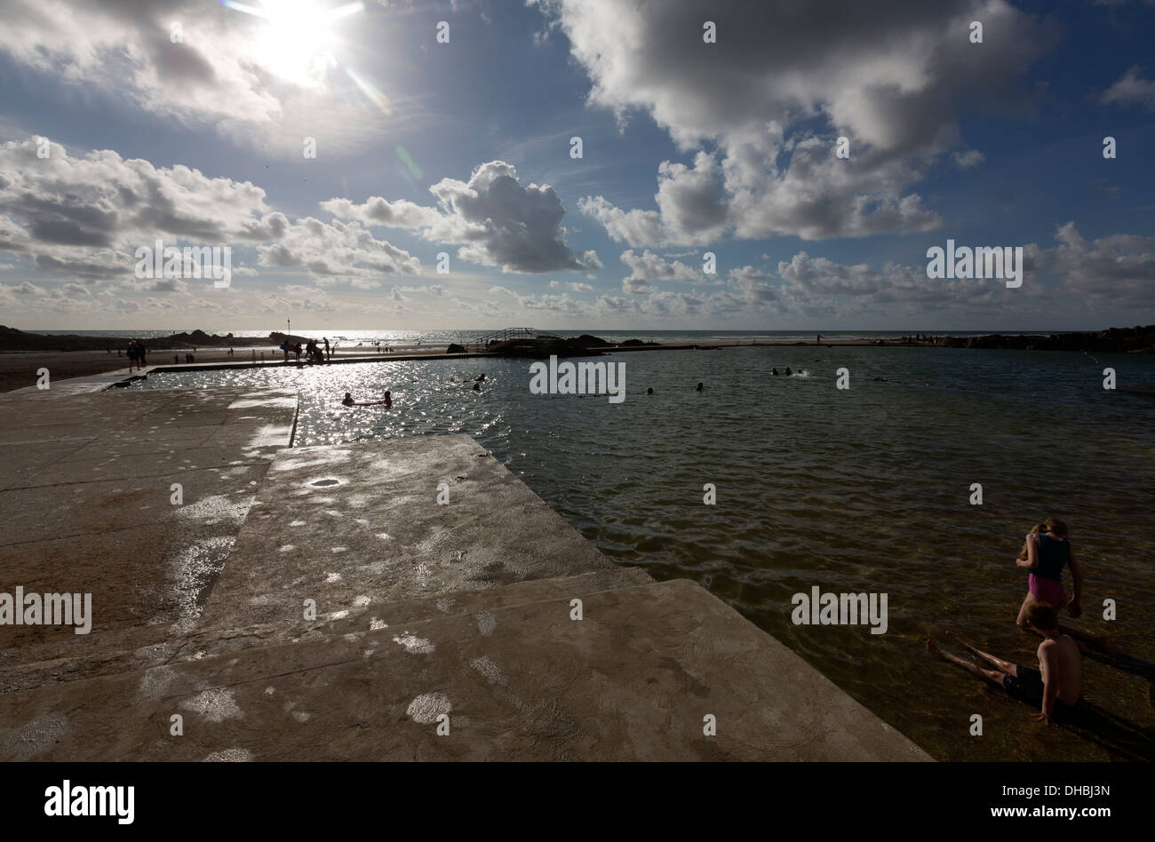 People learning surfing in Summerleaze Bude beach, north Cornwall ...