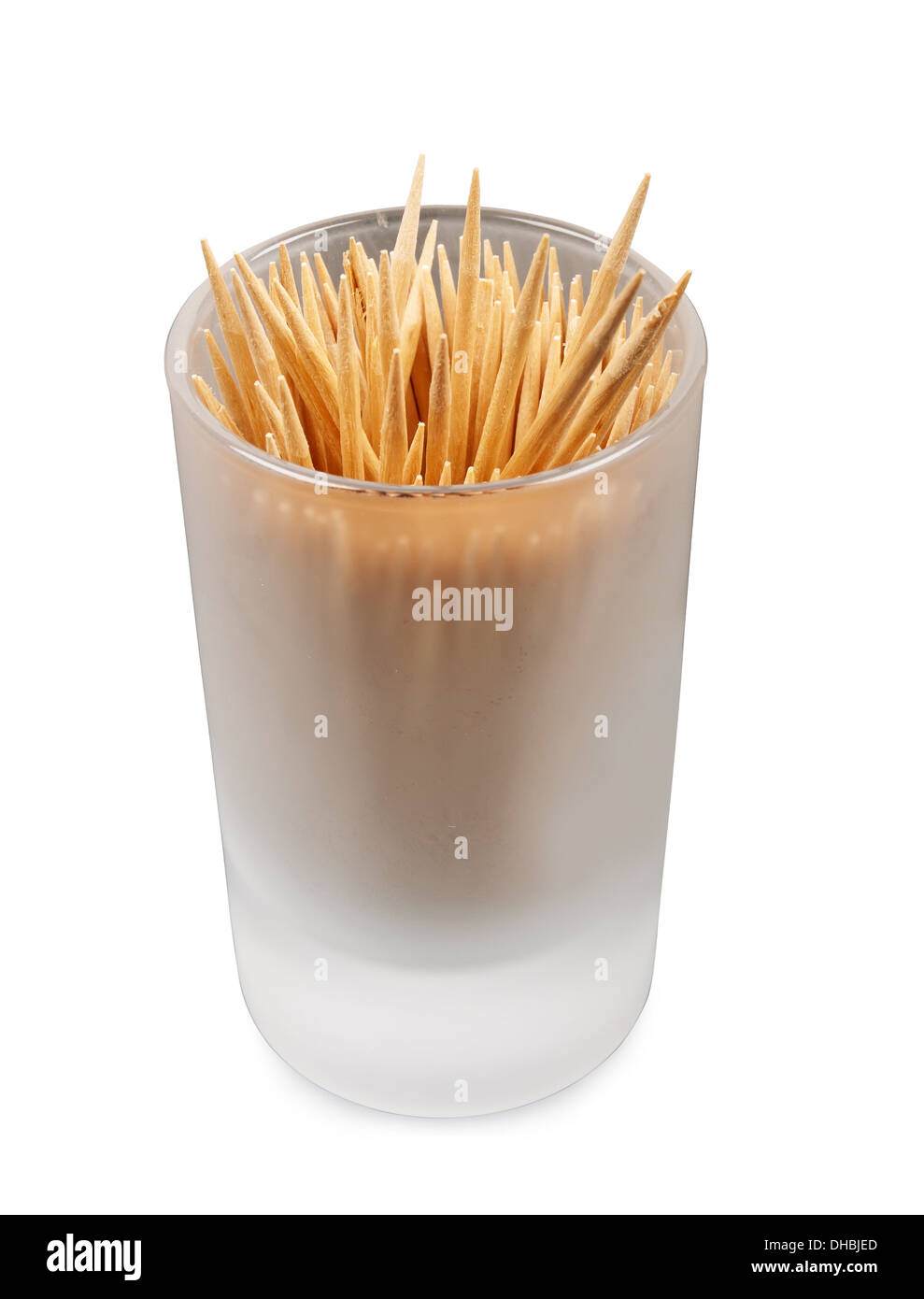 toothpicks in glass holder isolated on white background Stock Photo - Alamy