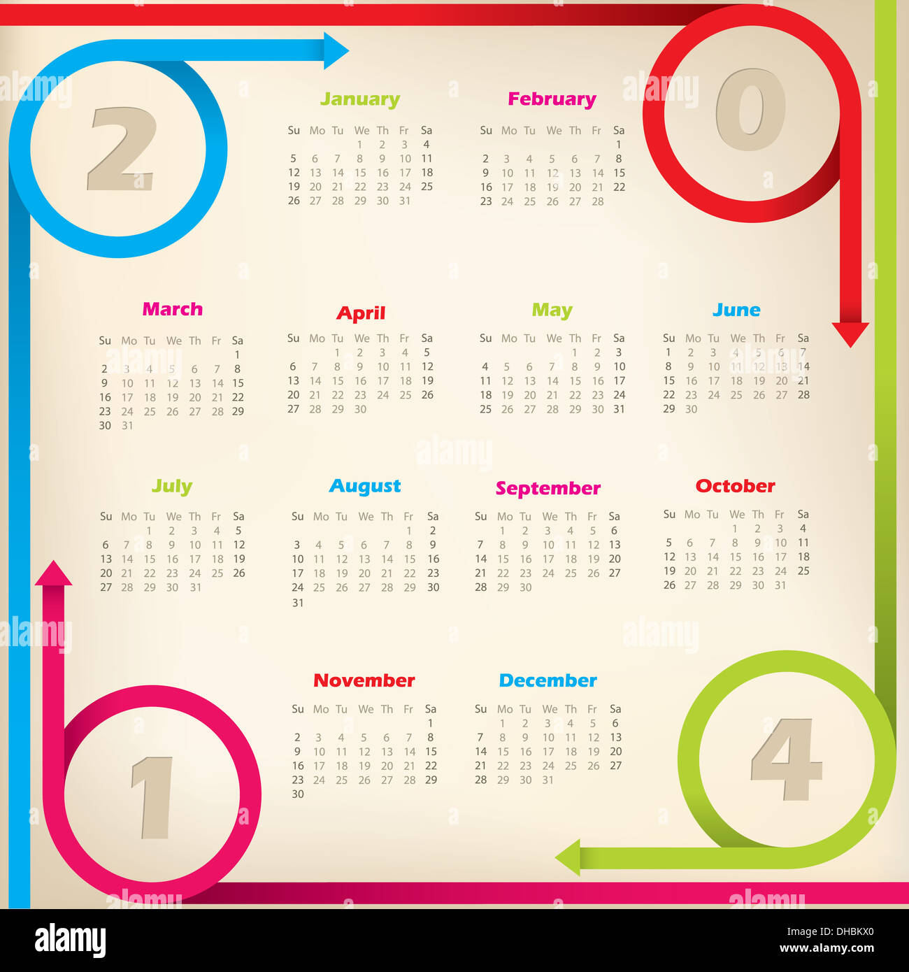 Cool colorful calendar design year hi-res stock photography and images ...