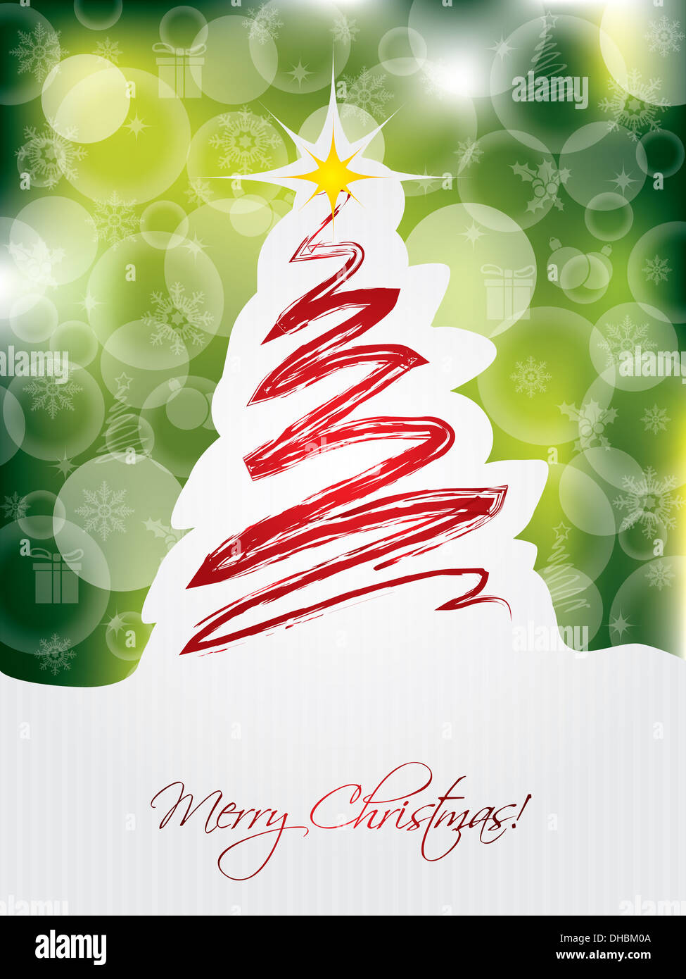 Green christmas card design with scribbled christmas tree Stock Photo ...