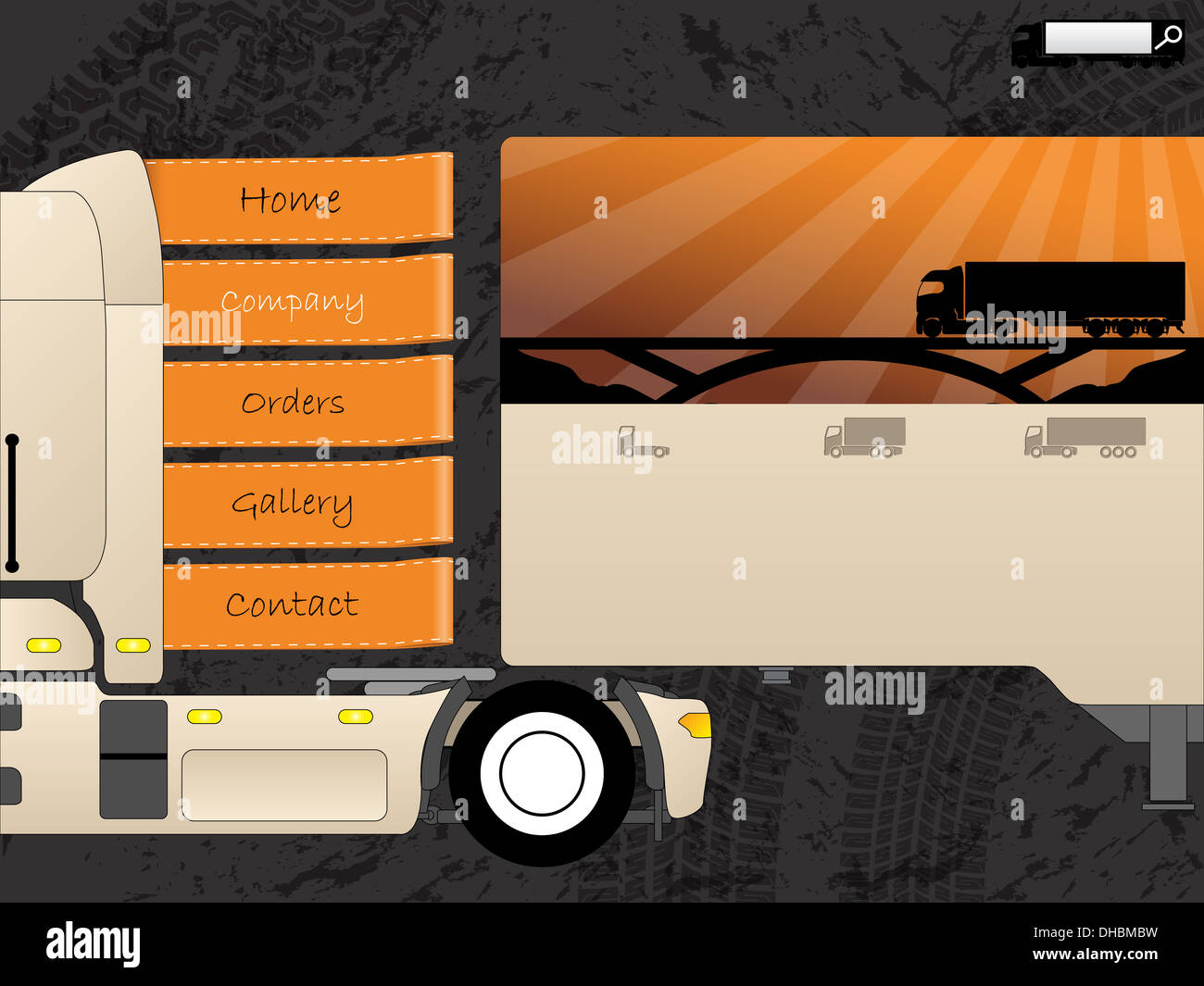 Transportation web template design with truck and trailer Stock Photo ...