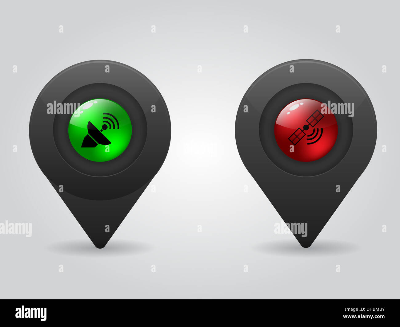 Cool gps pointers with network symbol on shiny inner spheres Stock ...