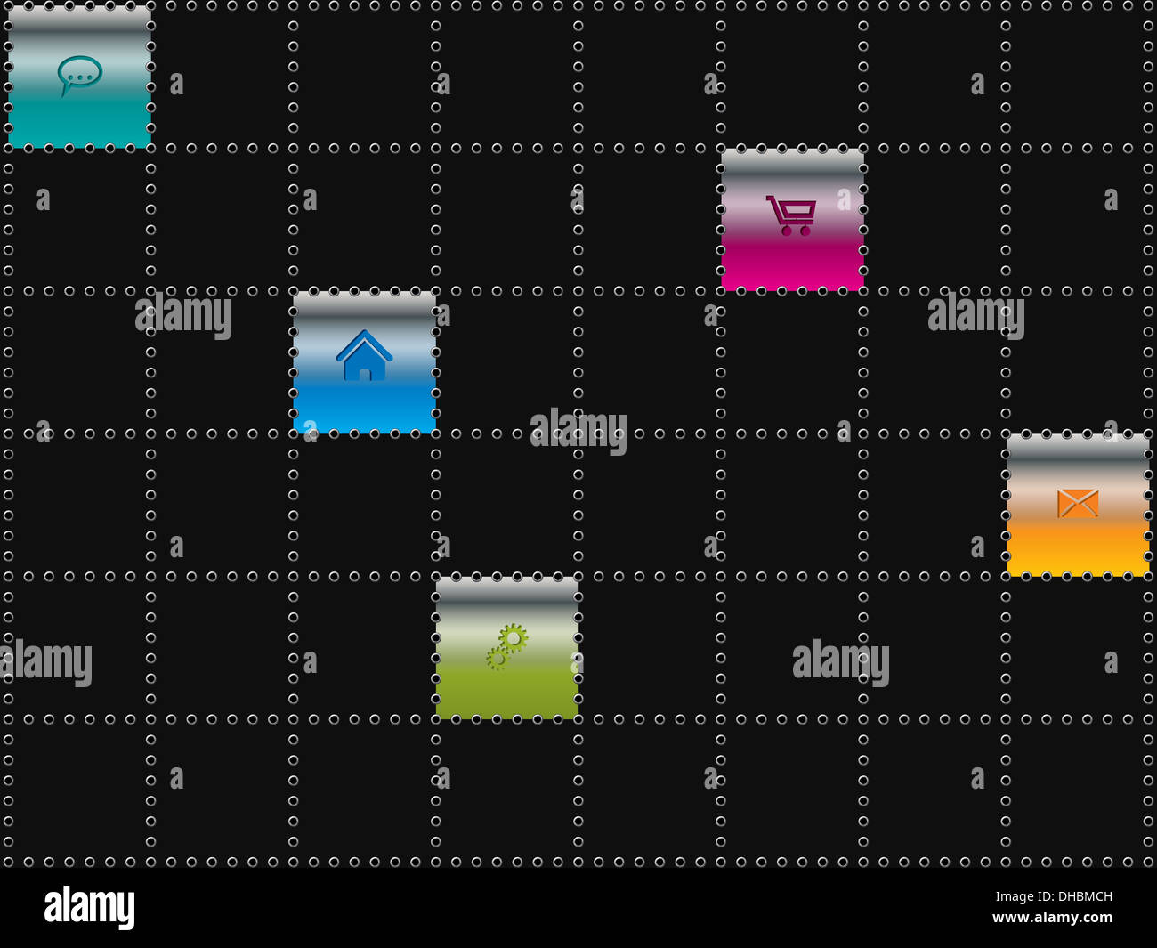 Website template design with metallic dots and color buttons Stock ...