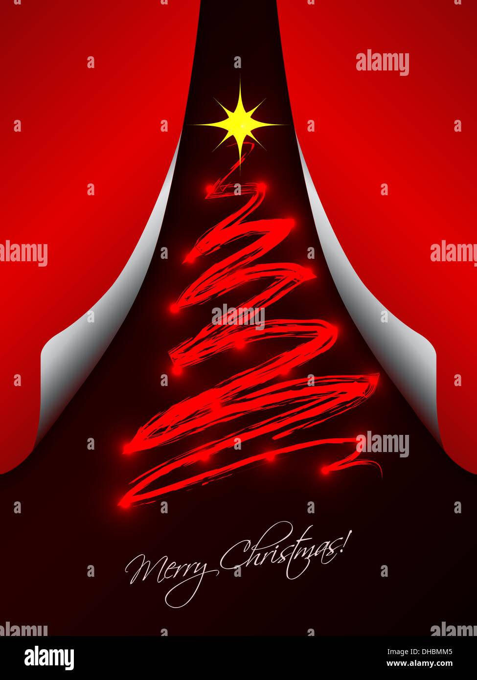 Christmas greeting card design in red with folding papers Stock Photo ...