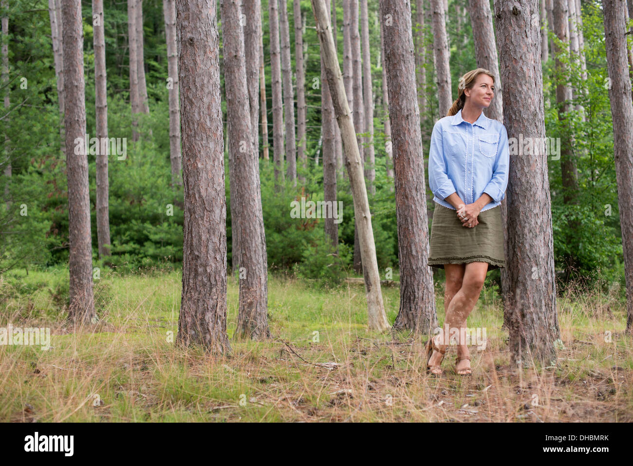 Woman among trees hi-res stock photography and images - Alamy