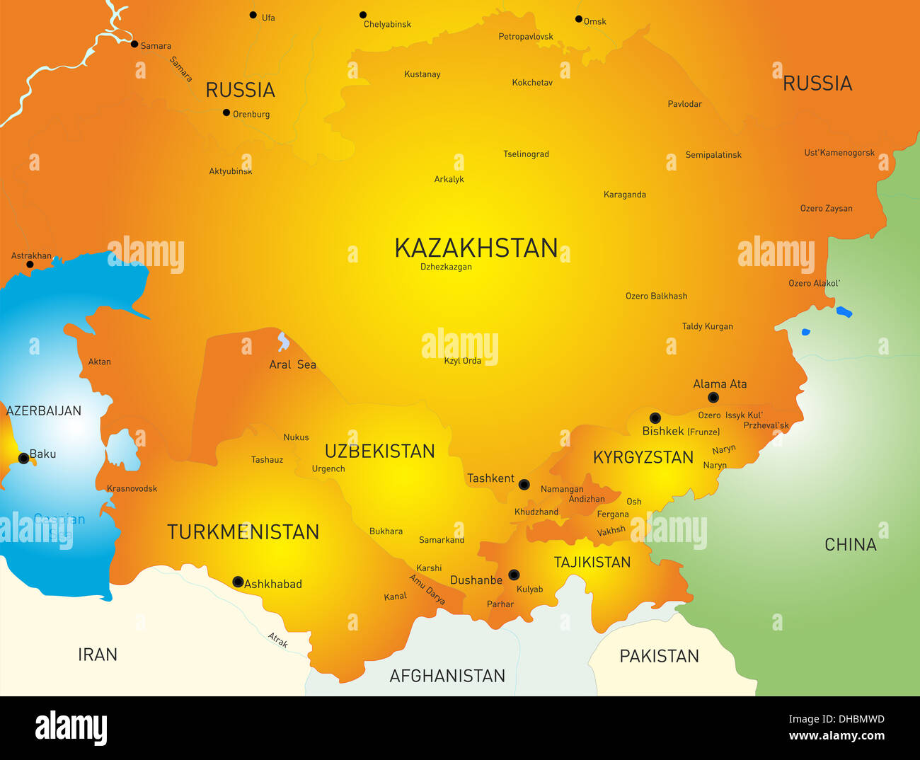 Central asia vector map hi-res stock photography and images - Alamy