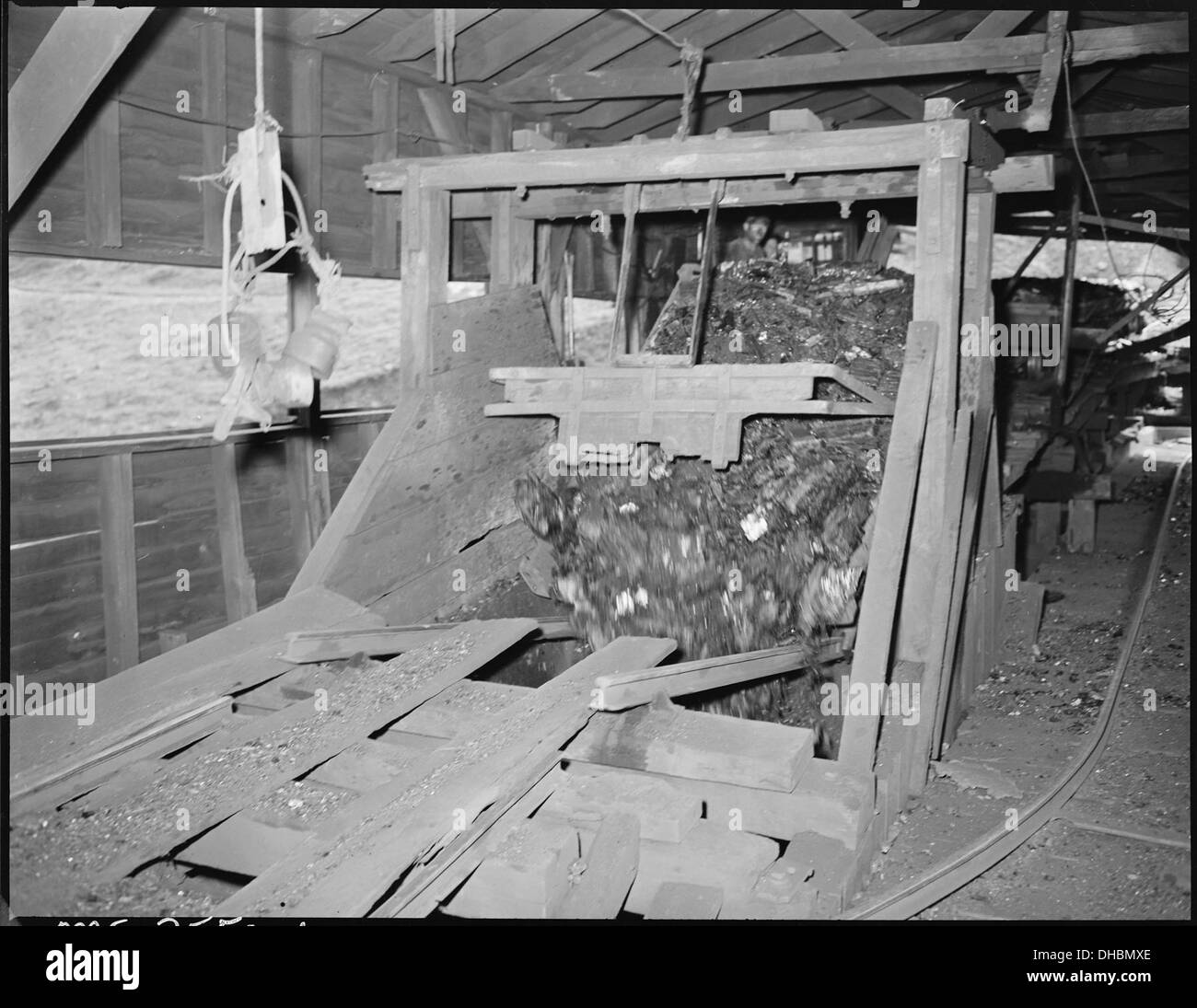 Coal being dumped at the tipple of the P V & K Coal Company in Lejunior ...