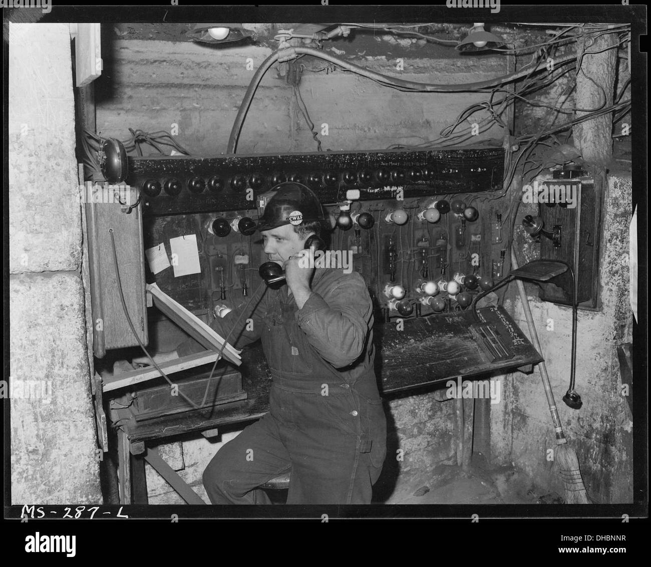 Frank Knapp at his main dispatcher's station underground. He controls ...