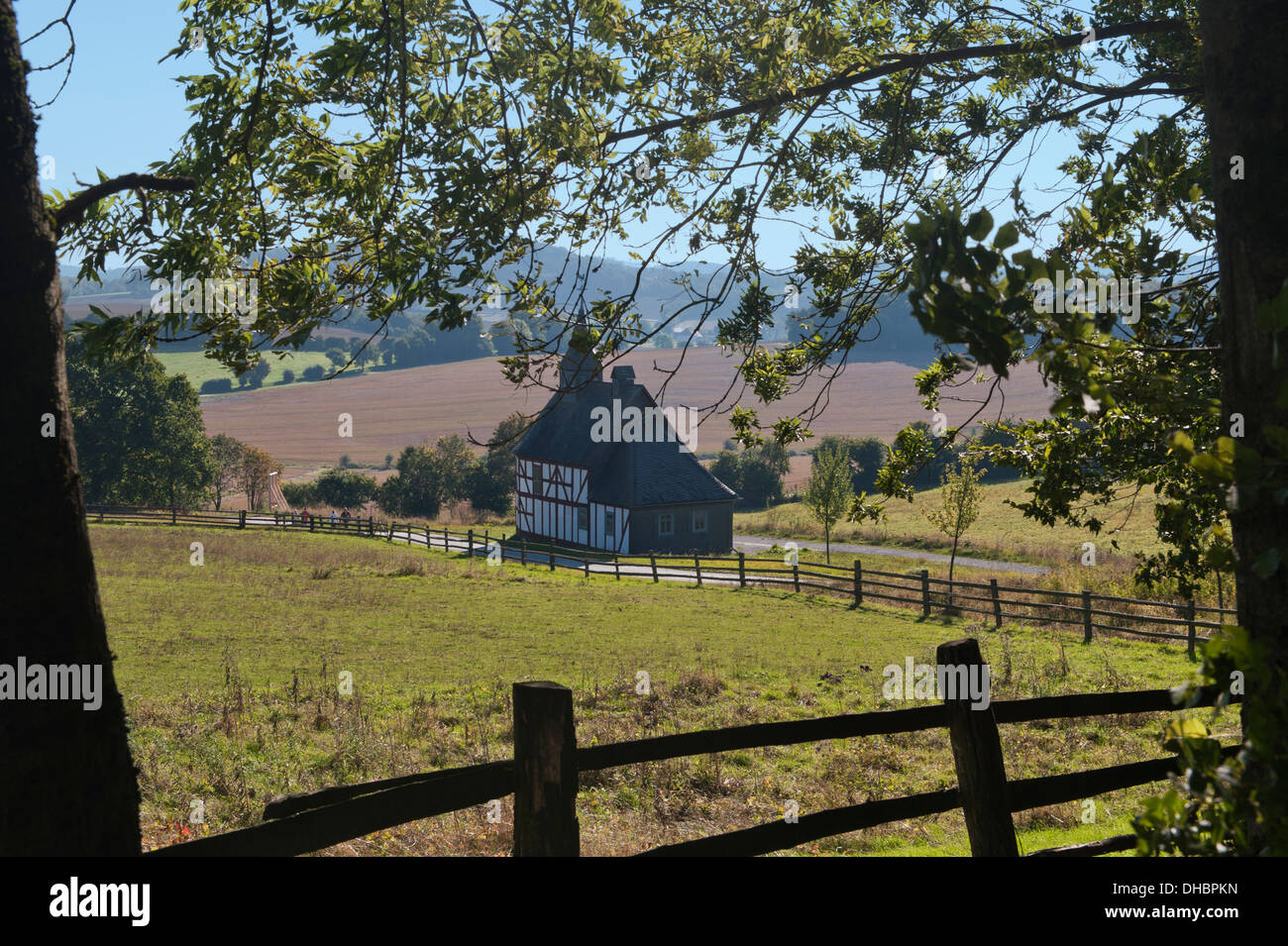 Rural landscape with an old chapel from the eighteenth century, Germany ...
