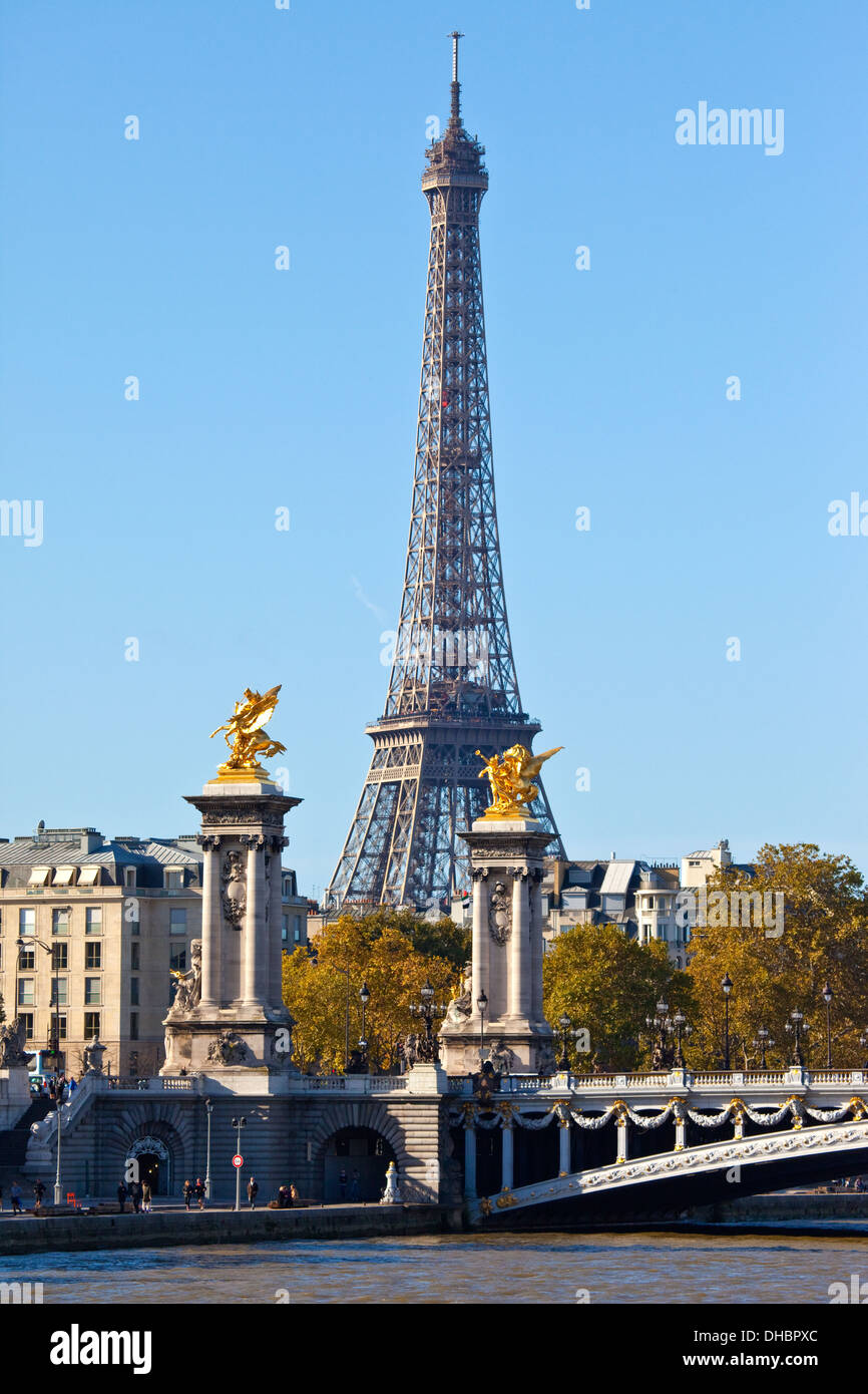 The Eiffel Tower and Pont Alexandre III Bridge in Paris Stock Photo - Alamy