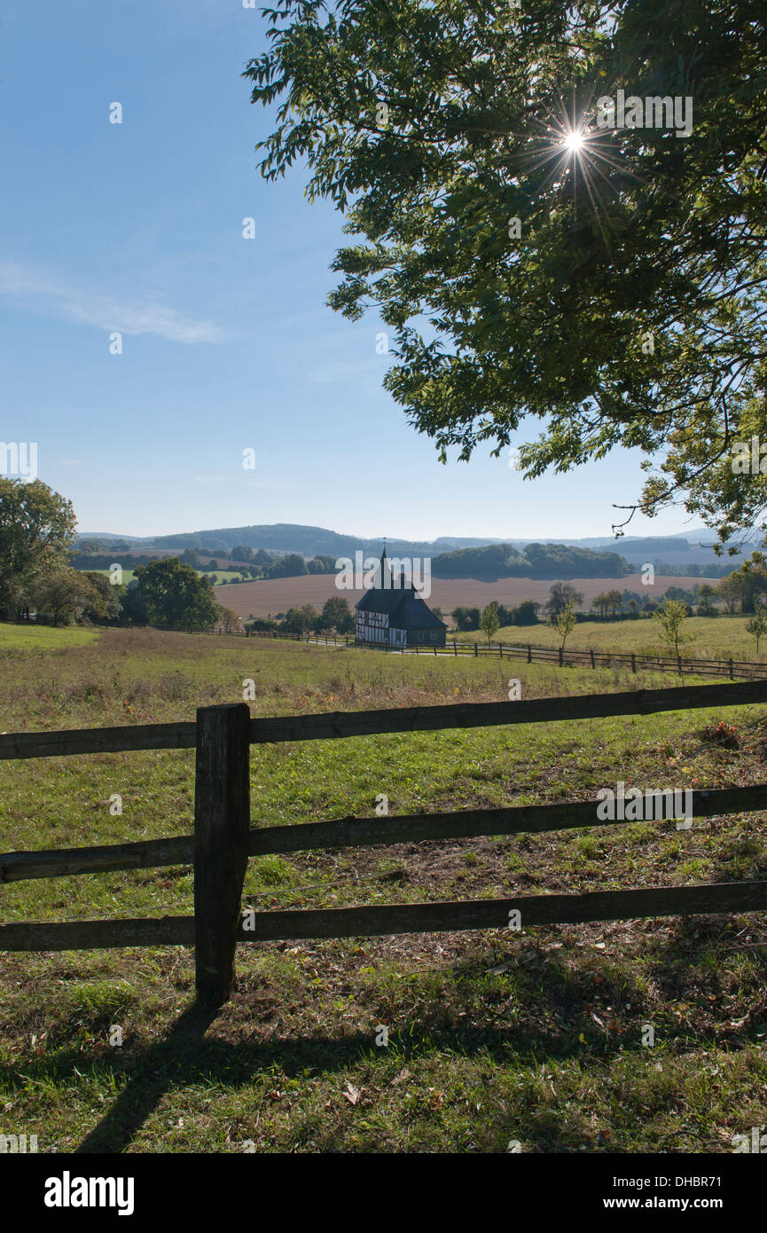 Rural landscape with an old chapel from the eighteenth century, Germany ...