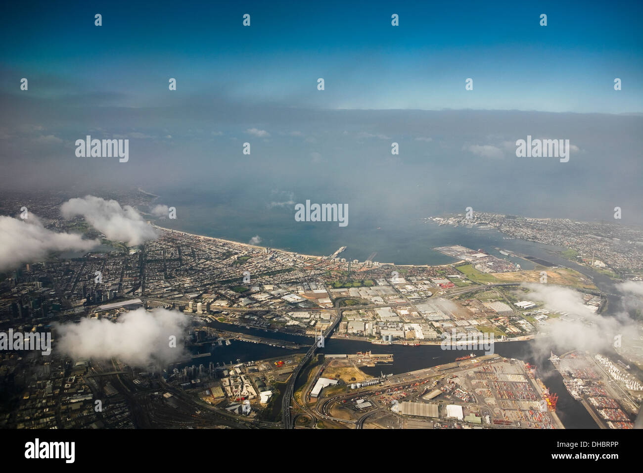 Aerial Views From A Commercial Plane Overlooking Central Auckland ...