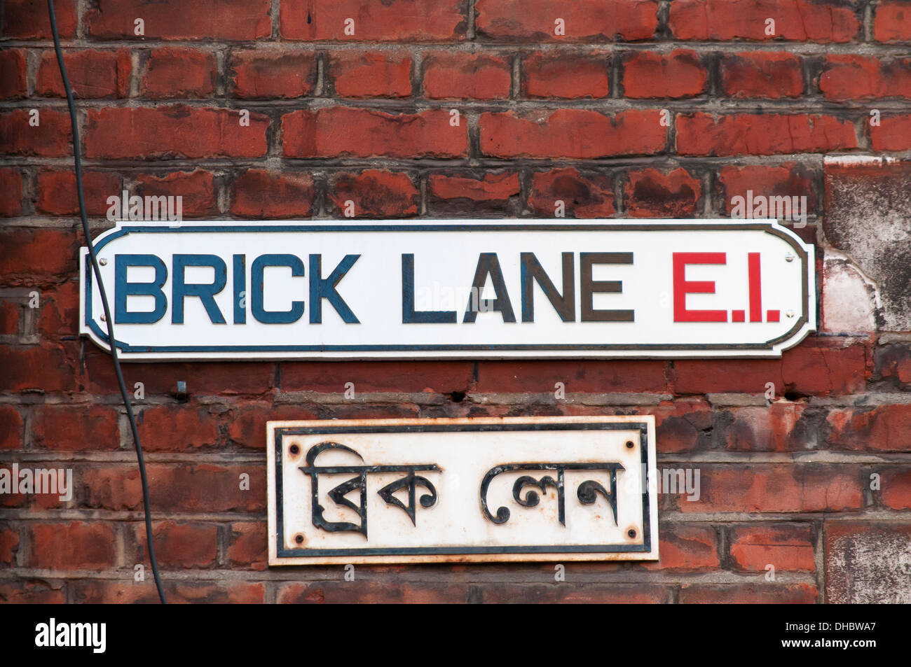Brick Lane Street Sign in English and Bengali, London, England, UK ...