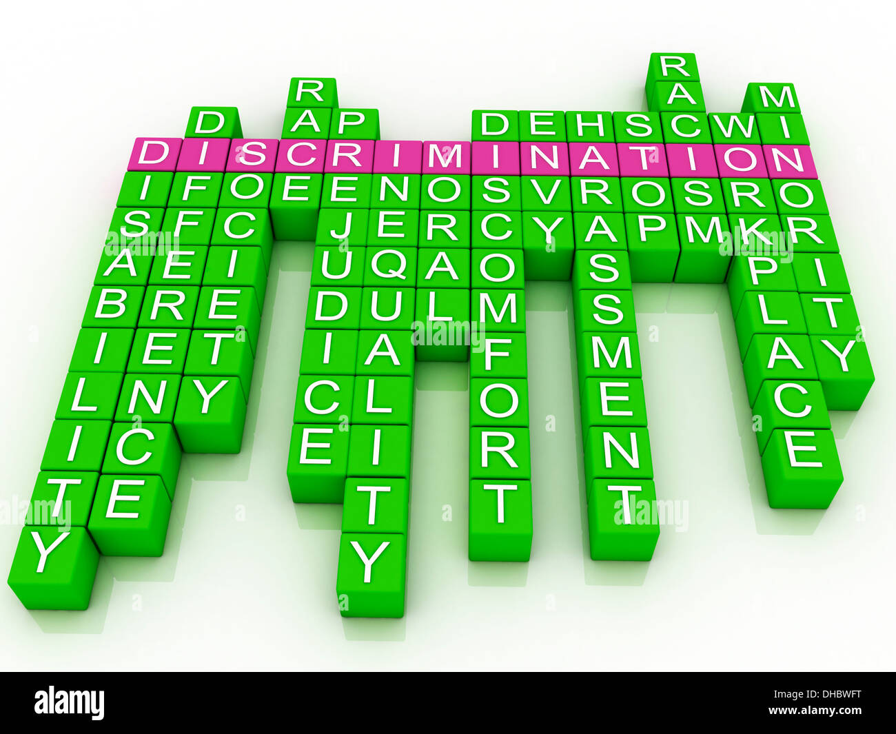 3d imagen Discrimination in word cloud Stock Photo - Alamy