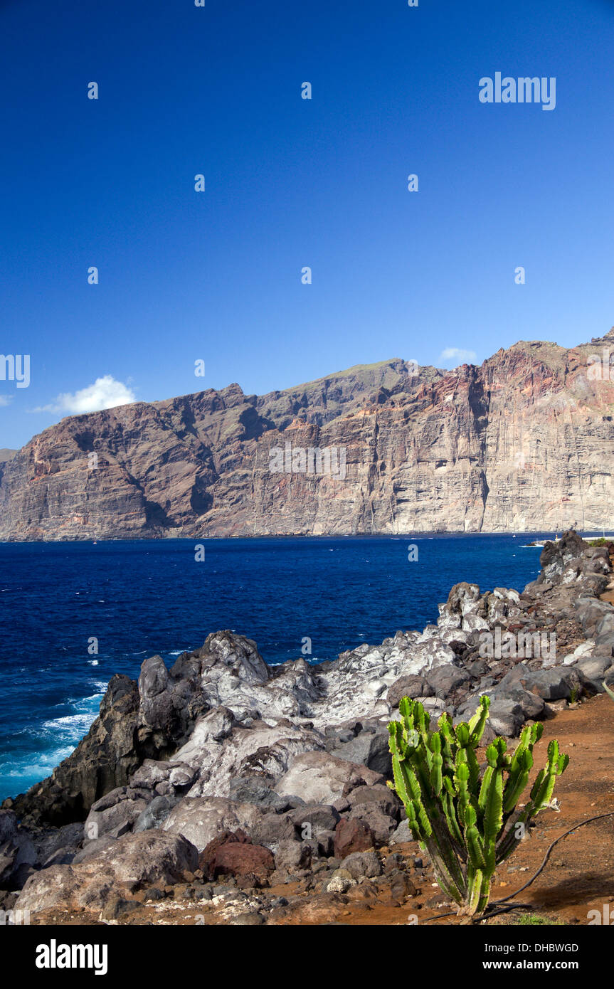 Los Gigantes cliffs from Puerto De Santiago, Tenerife, Canary Islands ...